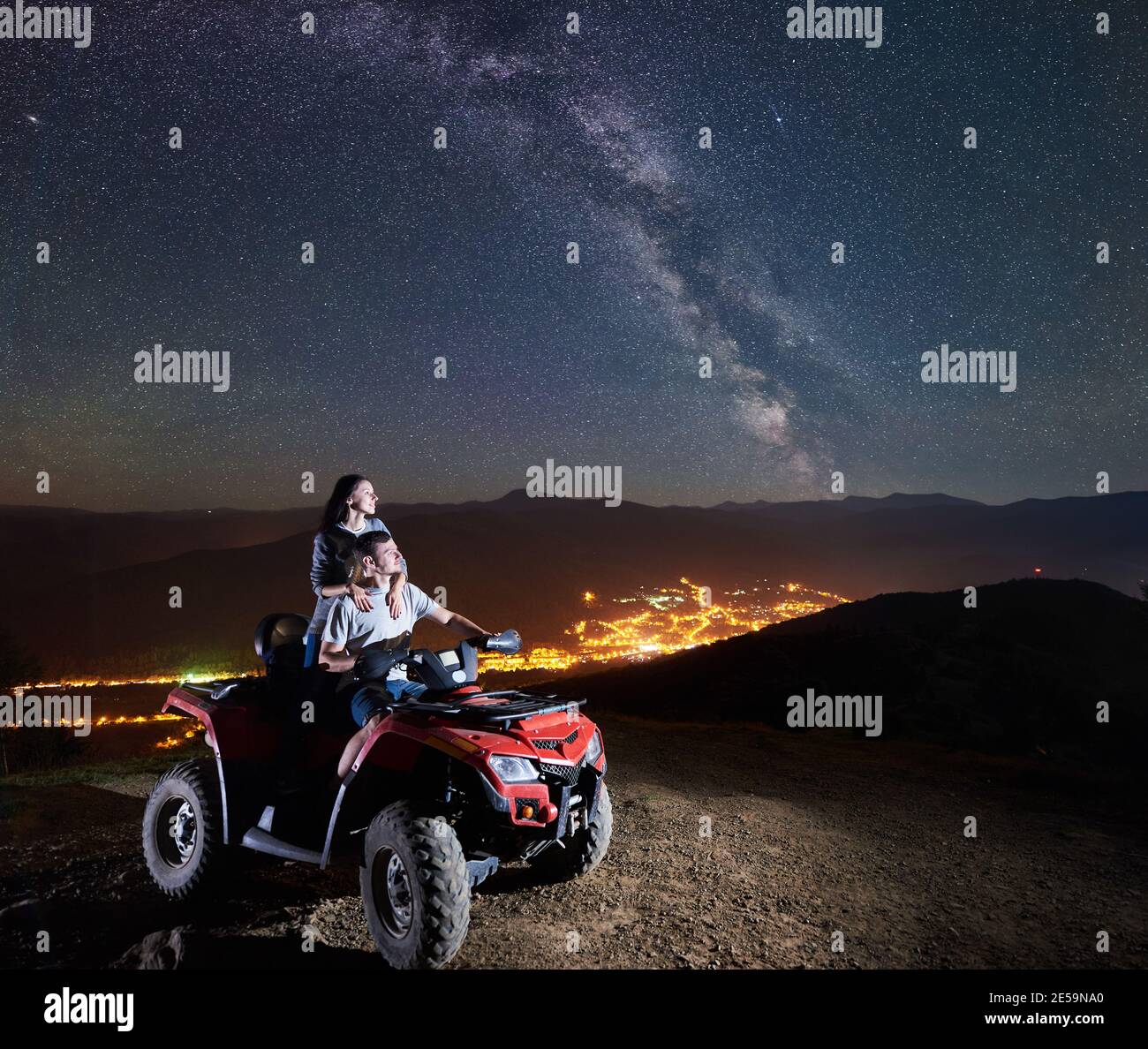 Young couple riding atv quad hi-res stock photography and images - Alamy
