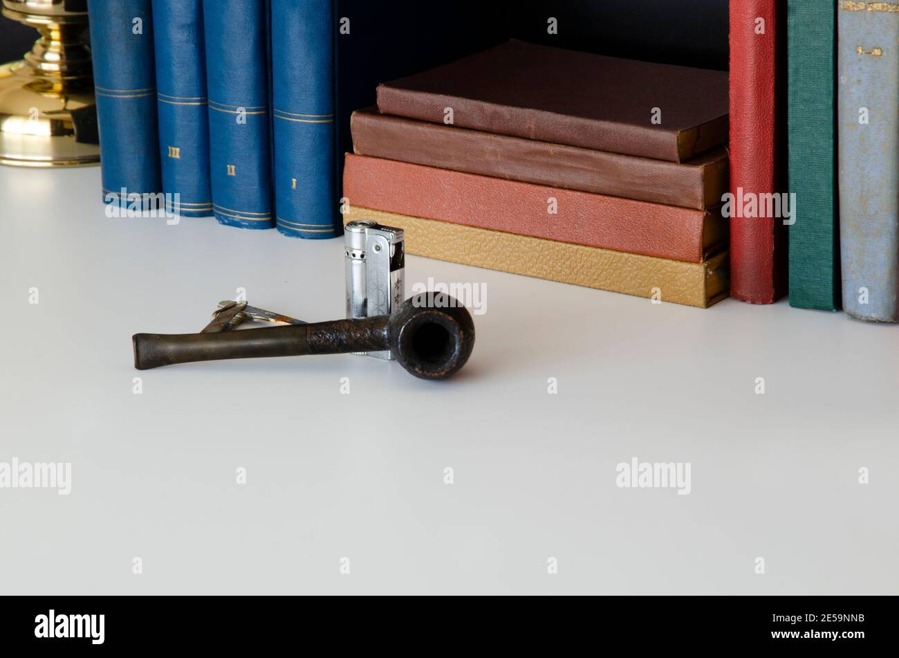 Books, literature, knowledge library, lighter, flint, smoking pipe and ...