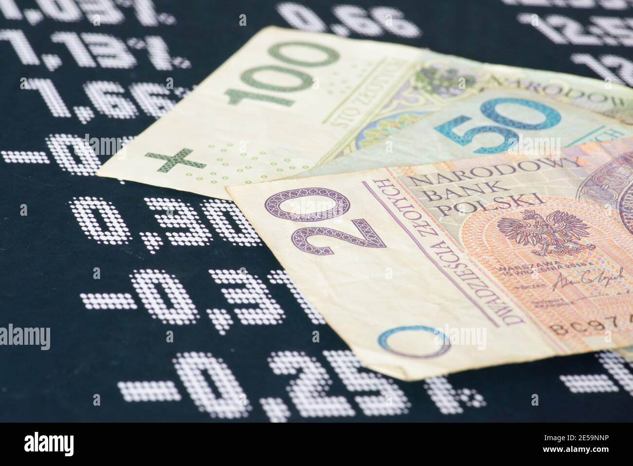 Euro bank note and banknotes and coins Polish zloty PLN Stock Photo - Alamy