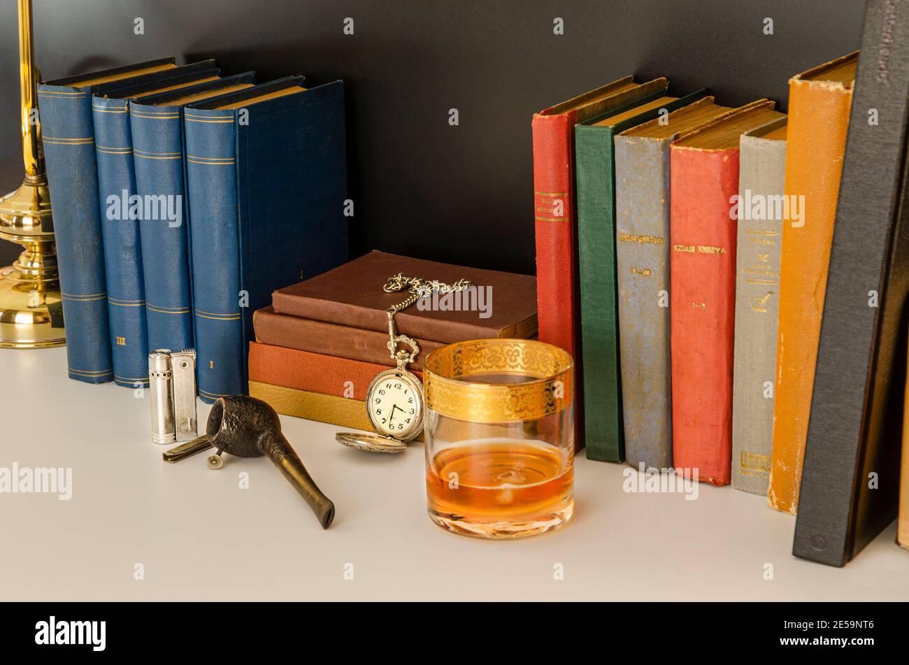 Books, literature, knowledge library, lighter, flint, smoking pipe and ...