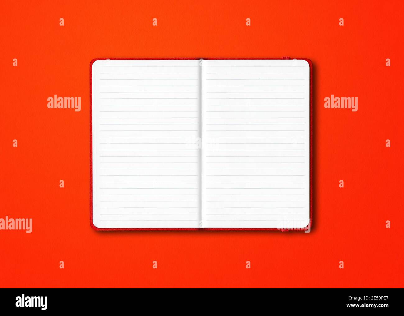 Red open lined notebook mockup isolated on colorful background Stock ...