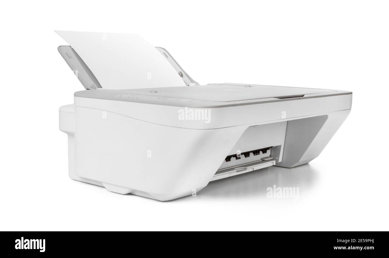 Ink jet printer isolated on white background Stock Photo - Alamy