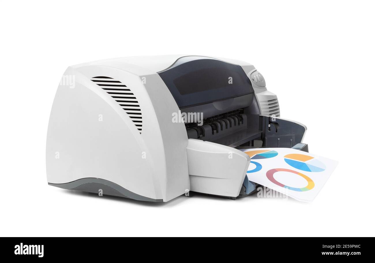 Laser home printer isolated on white background Stock Photo - Alamy