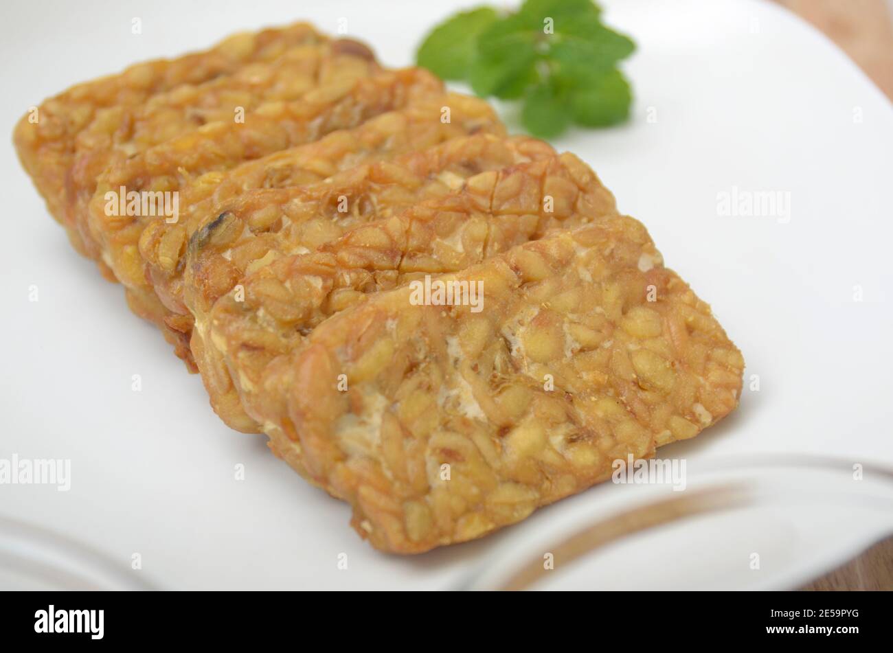Fried tempeh, delicious and high nutrition, ingredient from soybean ...