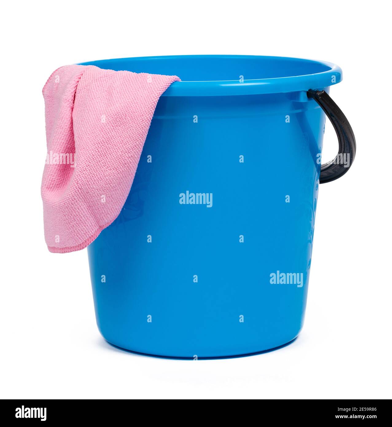 Blue plastic bucket for cleaning isolated on white background Stock ...