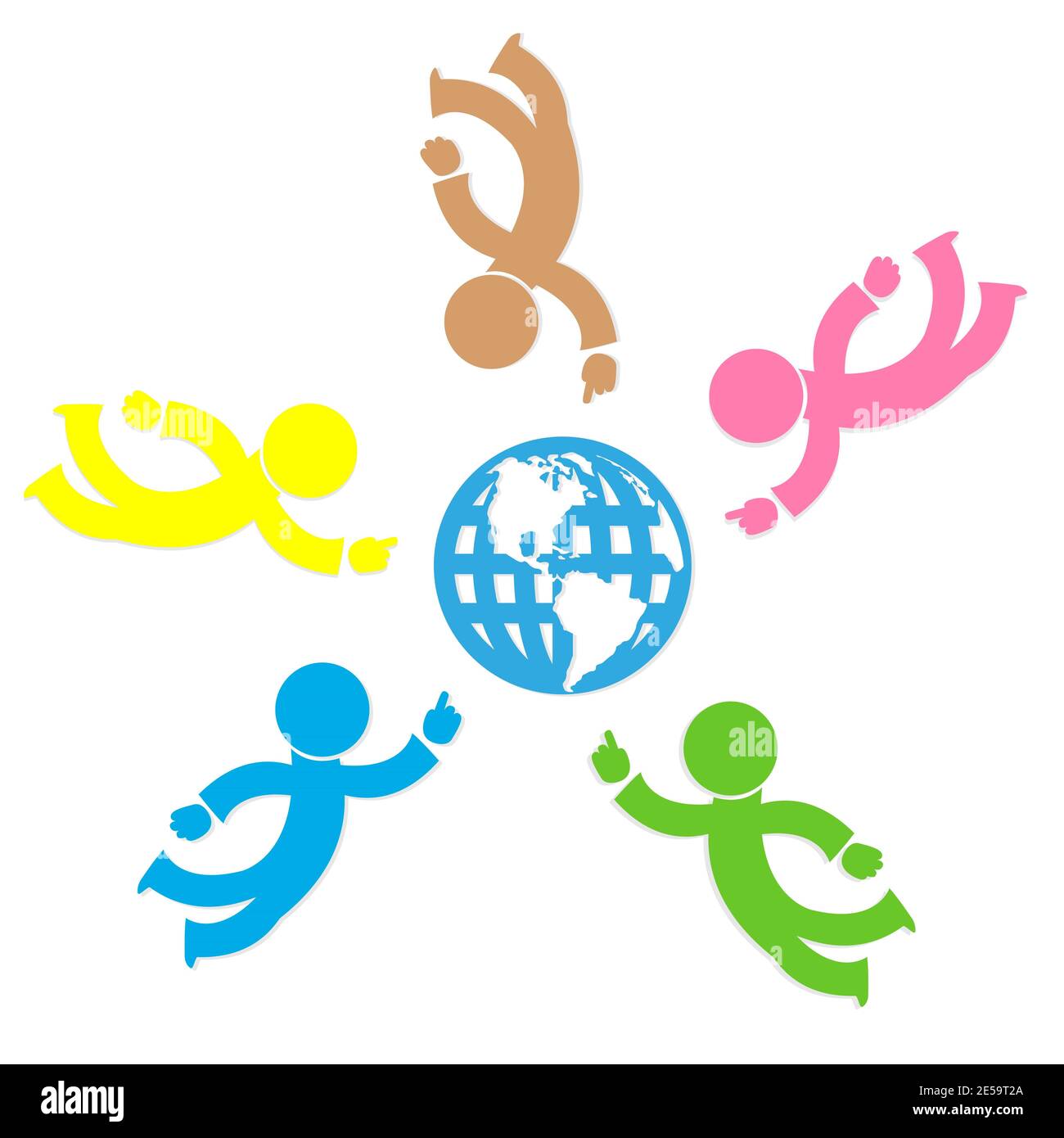 Illustration of Symbolic People and Earth Globe on a White Background ...