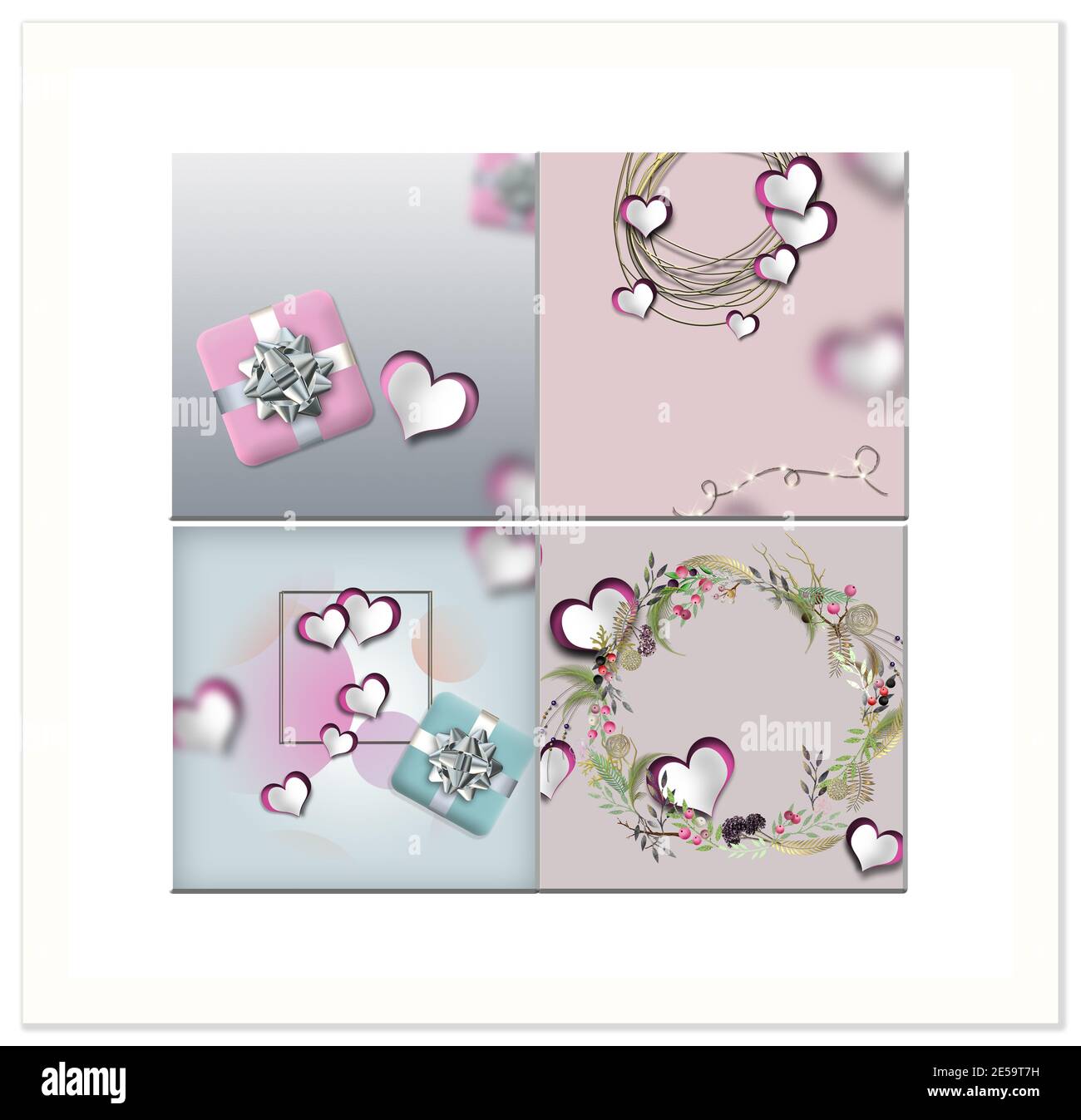 Pattern 3d pink hearts Cut Out Stock Images & Pictures - Alamy