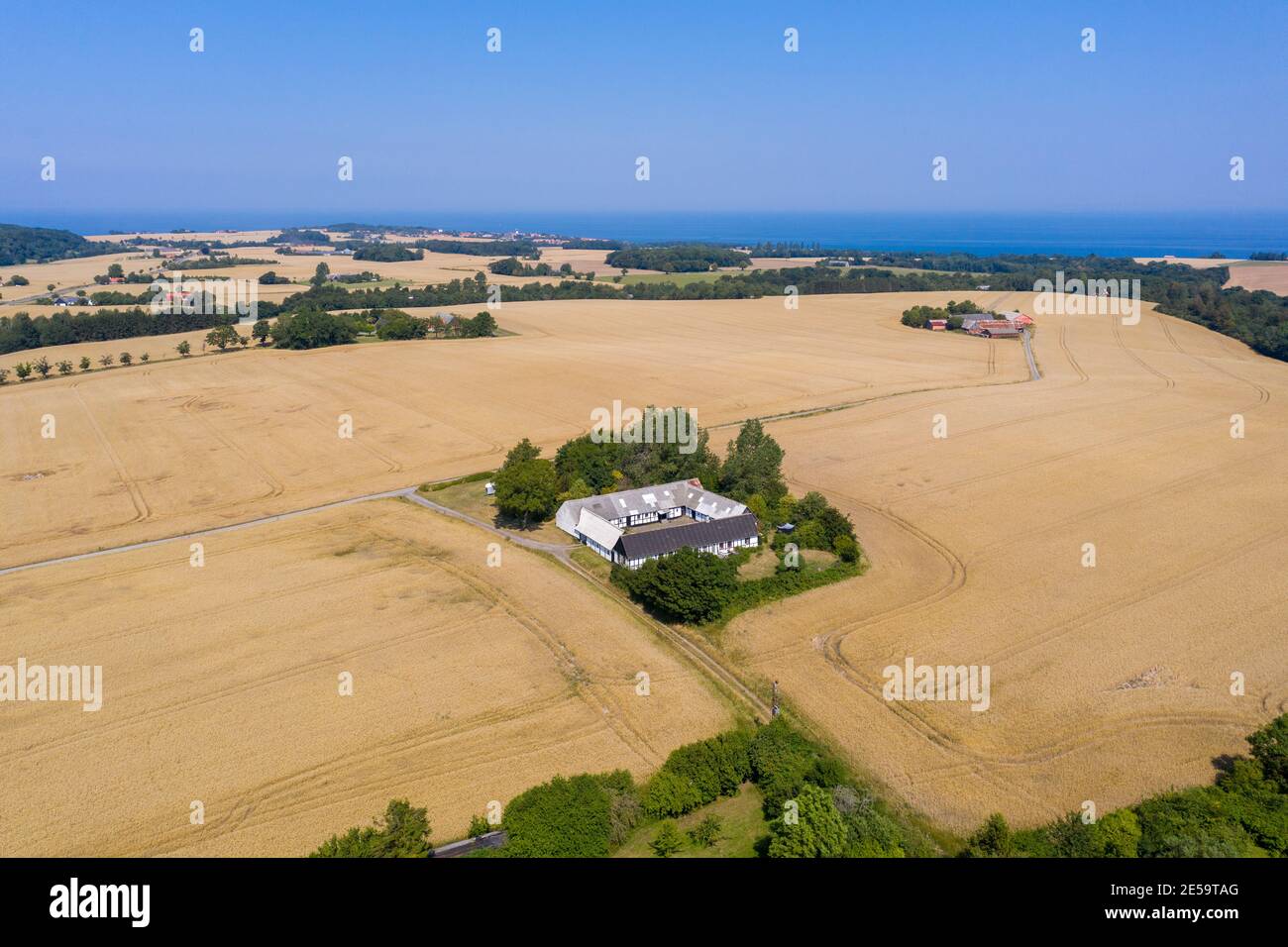 Drone View of farms and fields on Bornholm, Denmark Stock Photo - Alamy