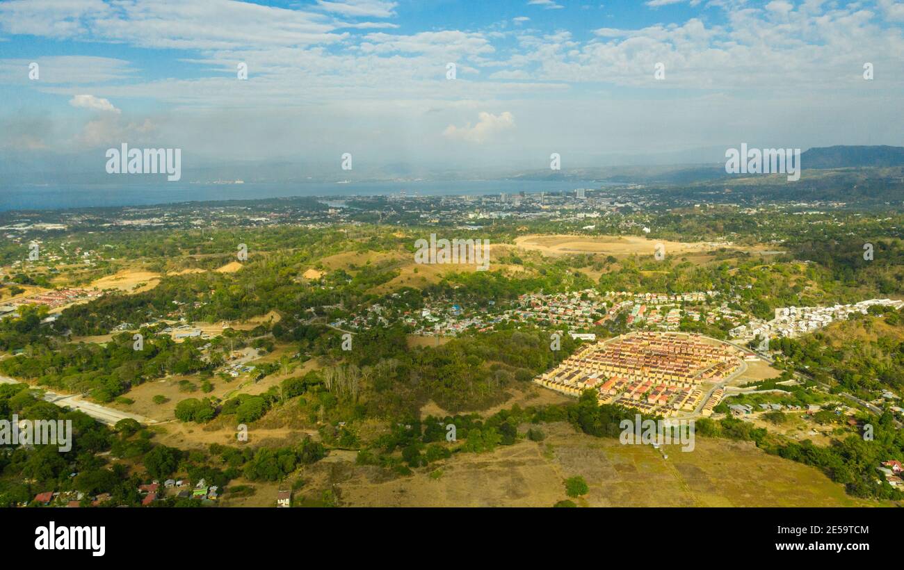 Top view of Cagayan de Oro on Mindanao island, Philippines. A ...