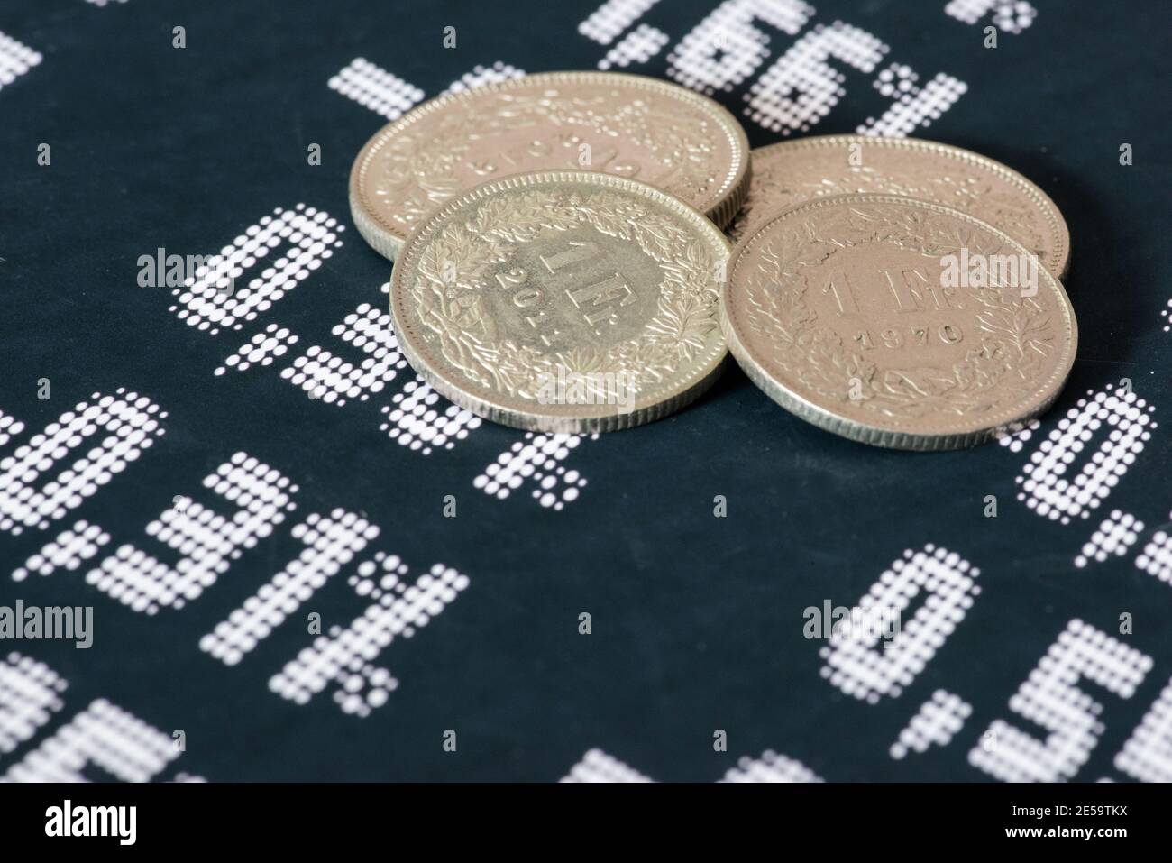 Money Swiss Francs and the stock exchange in Switzerland Stock Photo ...