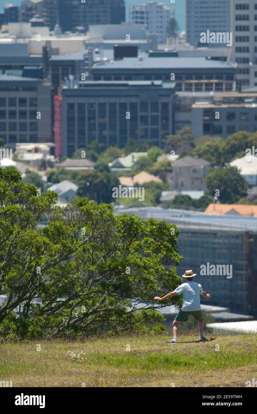 Man practising tai chi. Mount Eden. Auckland. North Island. New Zealand ...