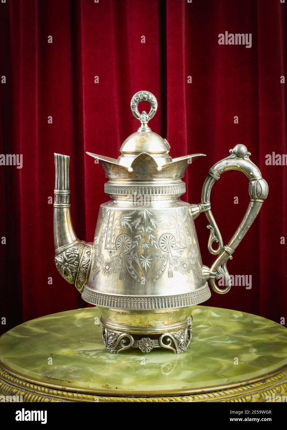 Vintage, shiny metallic teapot. Luxury kettle Stock Photo - Alamy