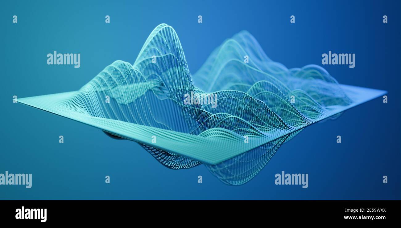 Wireframe Structure Glowing Modern Abstract Virtual Grid Background Audio Soundwaves Science