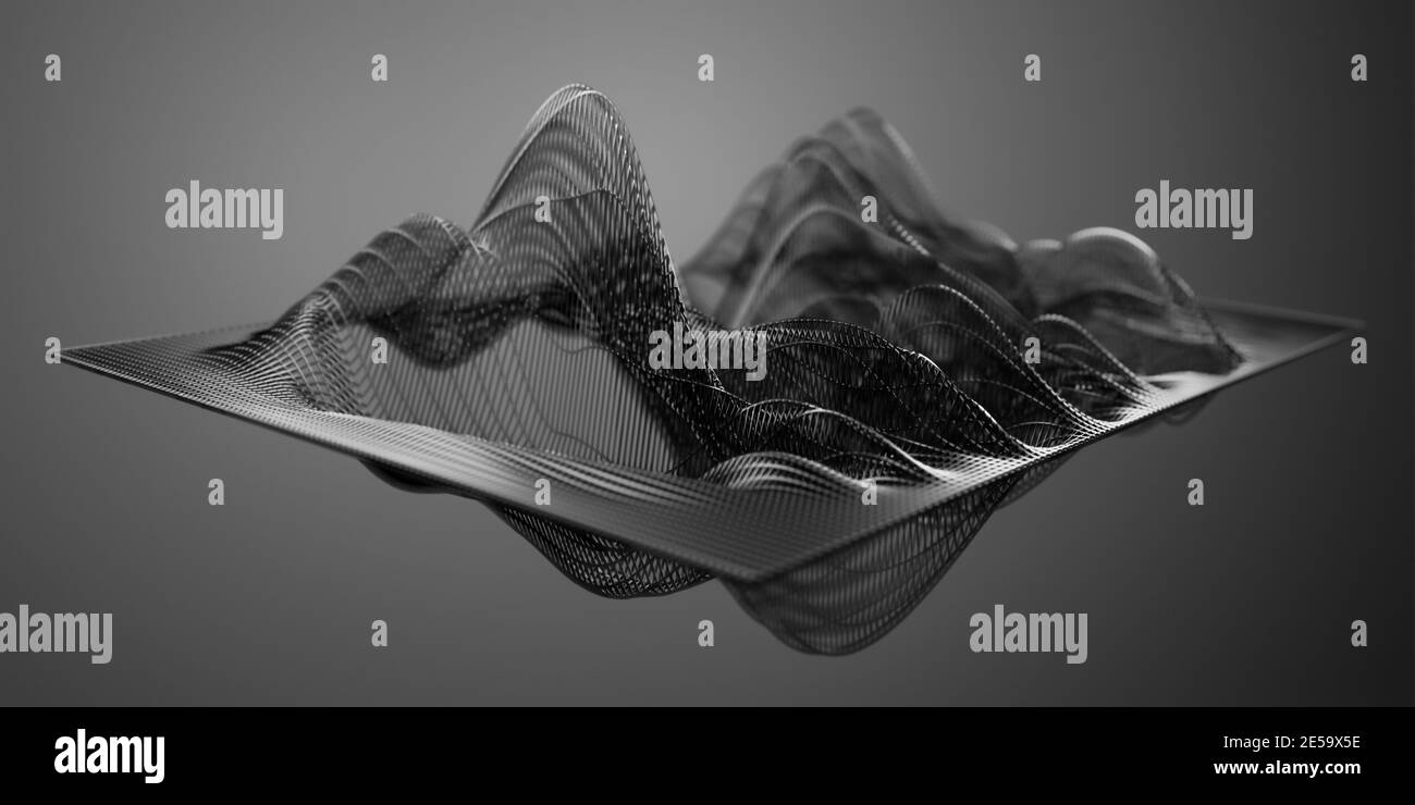 Wireframe Structure Modern Abstract Virtual Grid Background Audio Soundwaves Science Or Data