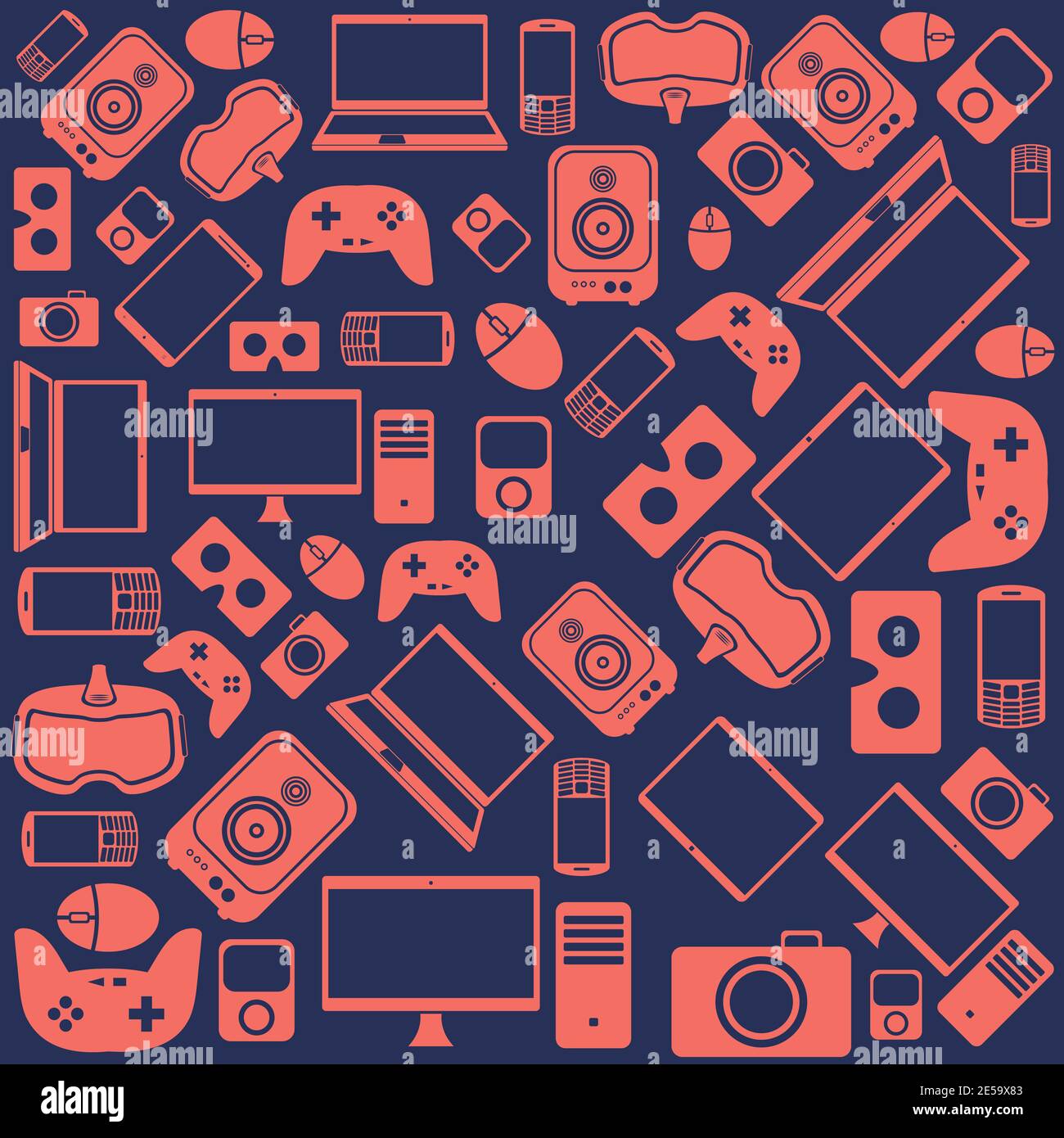Gadgets and devices pattern collection Set of computer hardware ...