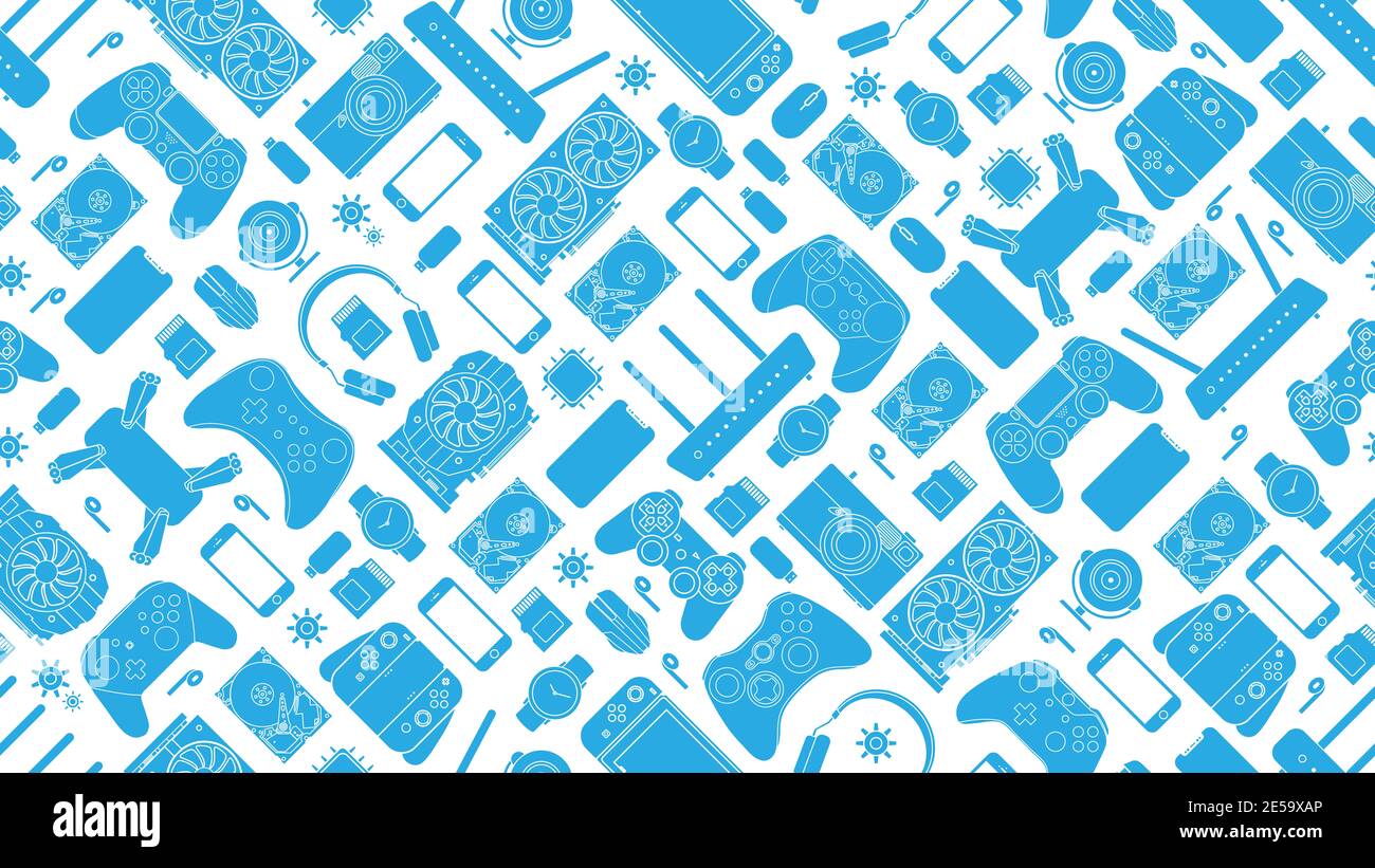 Gadgets and devices pattern collection Set of computer hardware ...