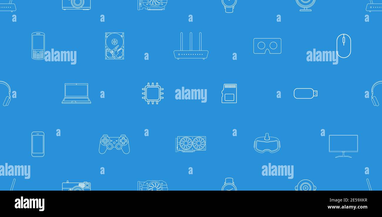 Gadgets and devices pattern collection Set of computer hardware ...