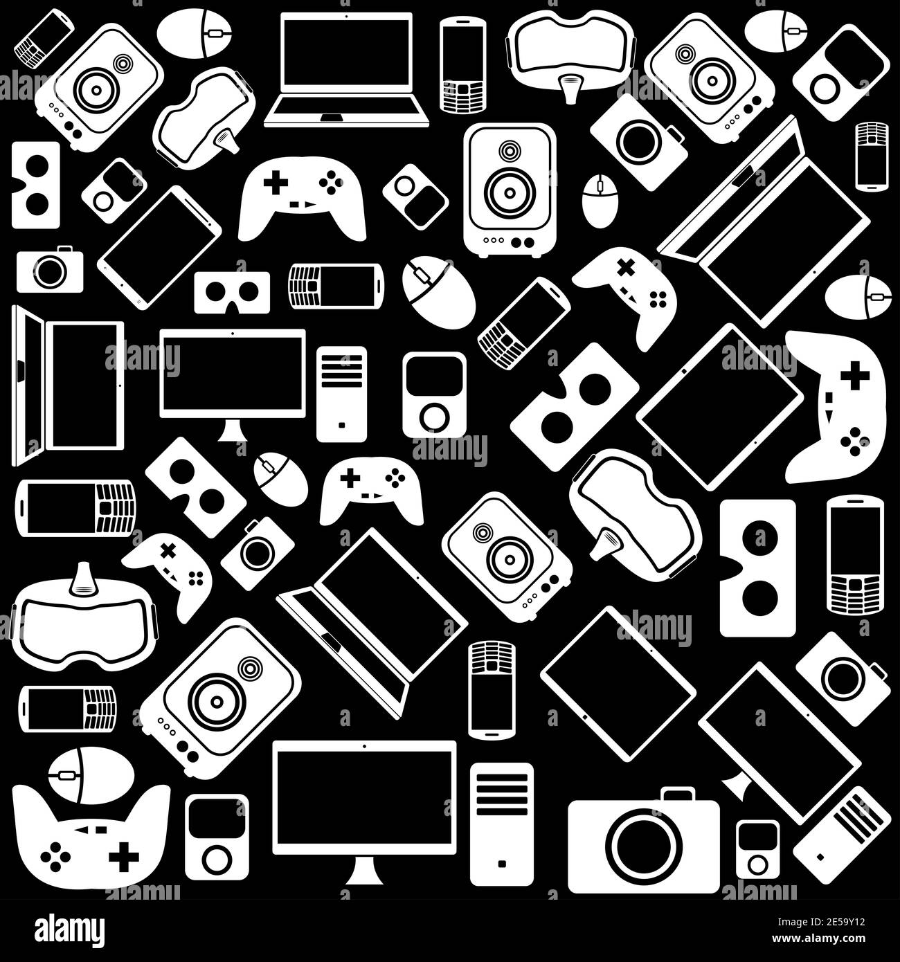 Gadgets and devices pattern collection Set of computer hardware ...