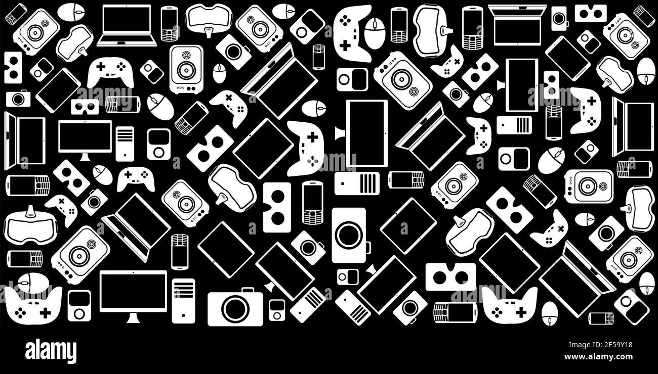 Gadgets and devices pattern collection Set of computer hardware ...