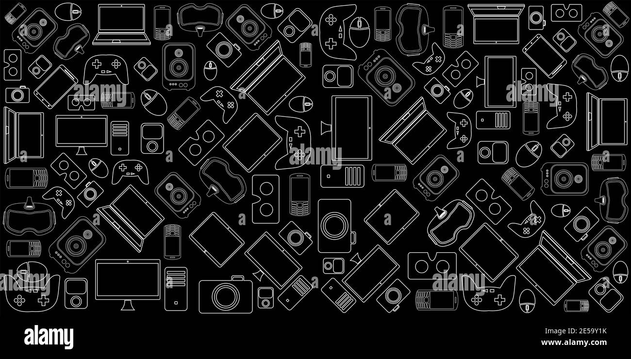 Gadgets and devices pattern collection Set of computer hardware ...
