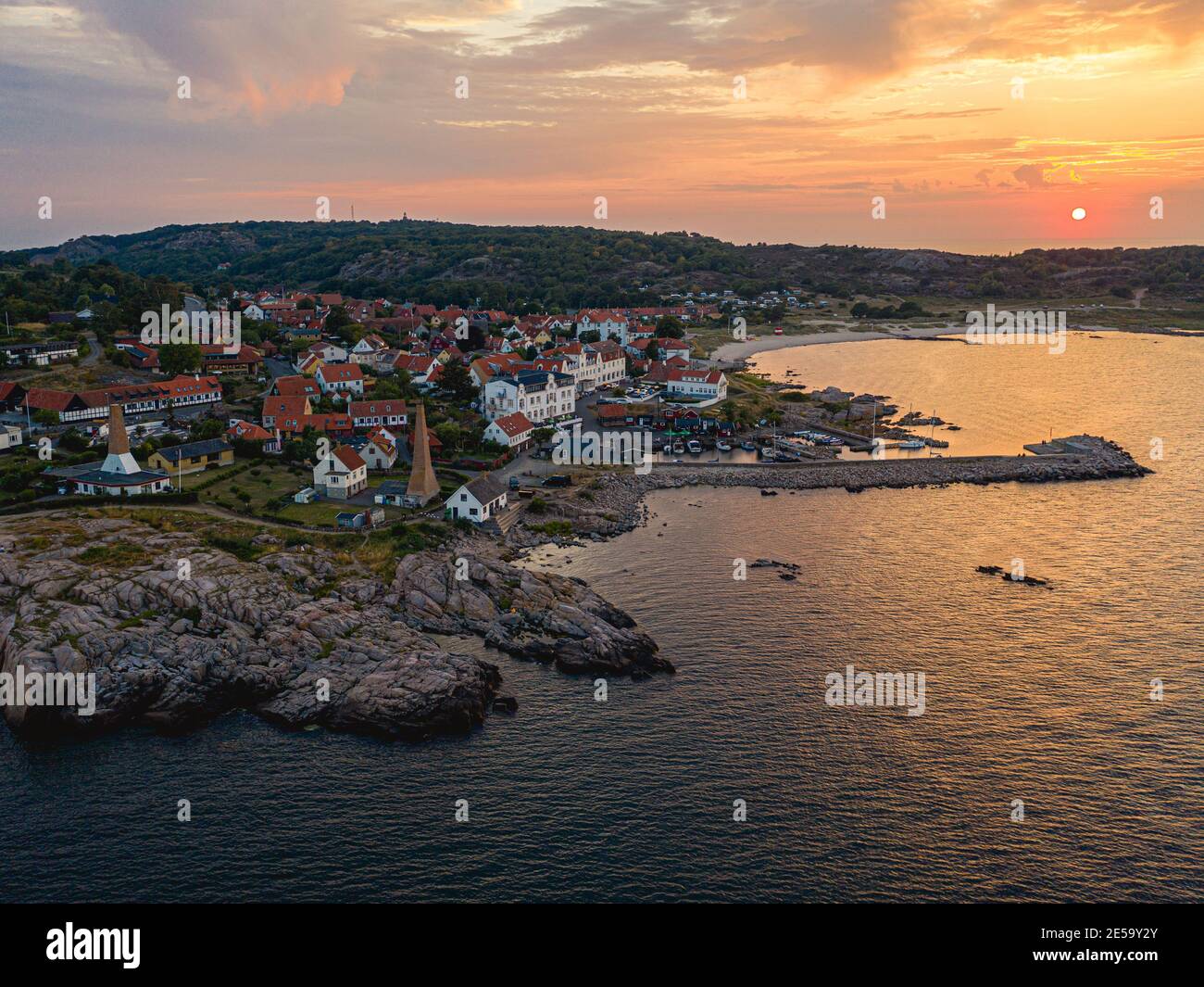 Drone View of Sandvig village on Bornholm, Denmark Stock Photo - Alamy