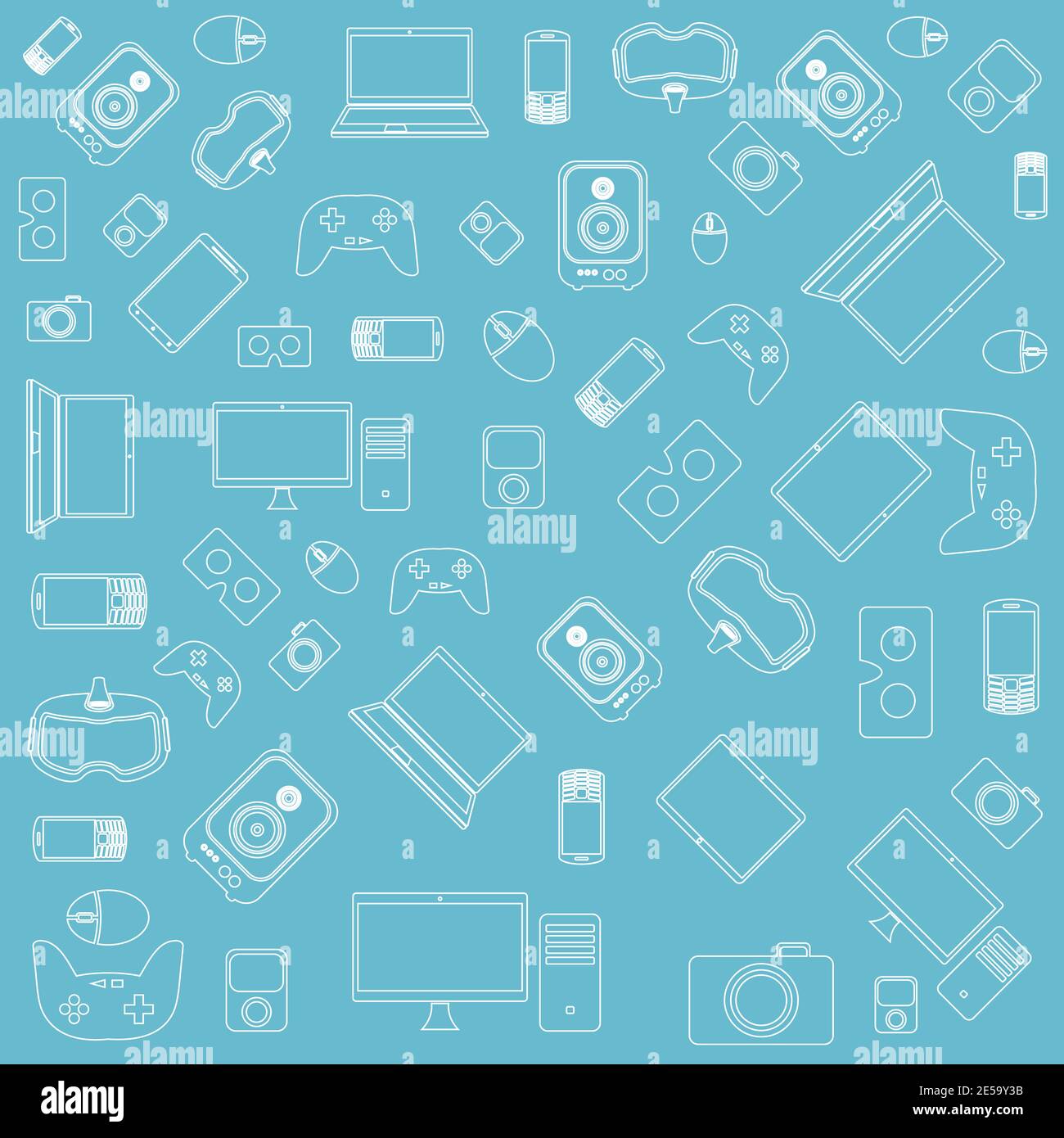 Gadgets and devices pattern collection Set of computer hardware ...