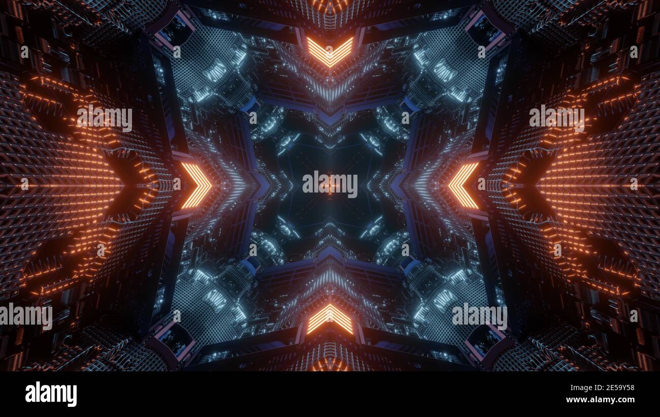 3d illustration of bright abstract geometric background with metal ...