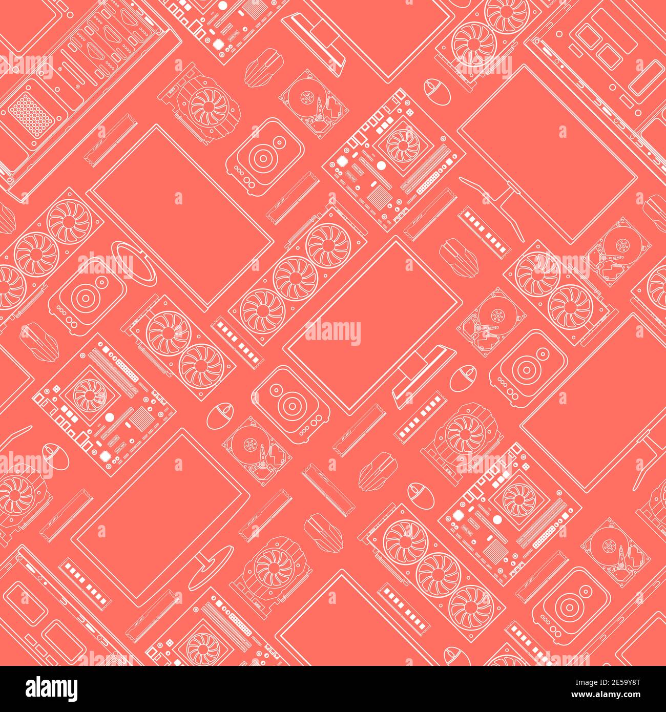 Gadgets and devices pattern collection Set of computer hardware ...