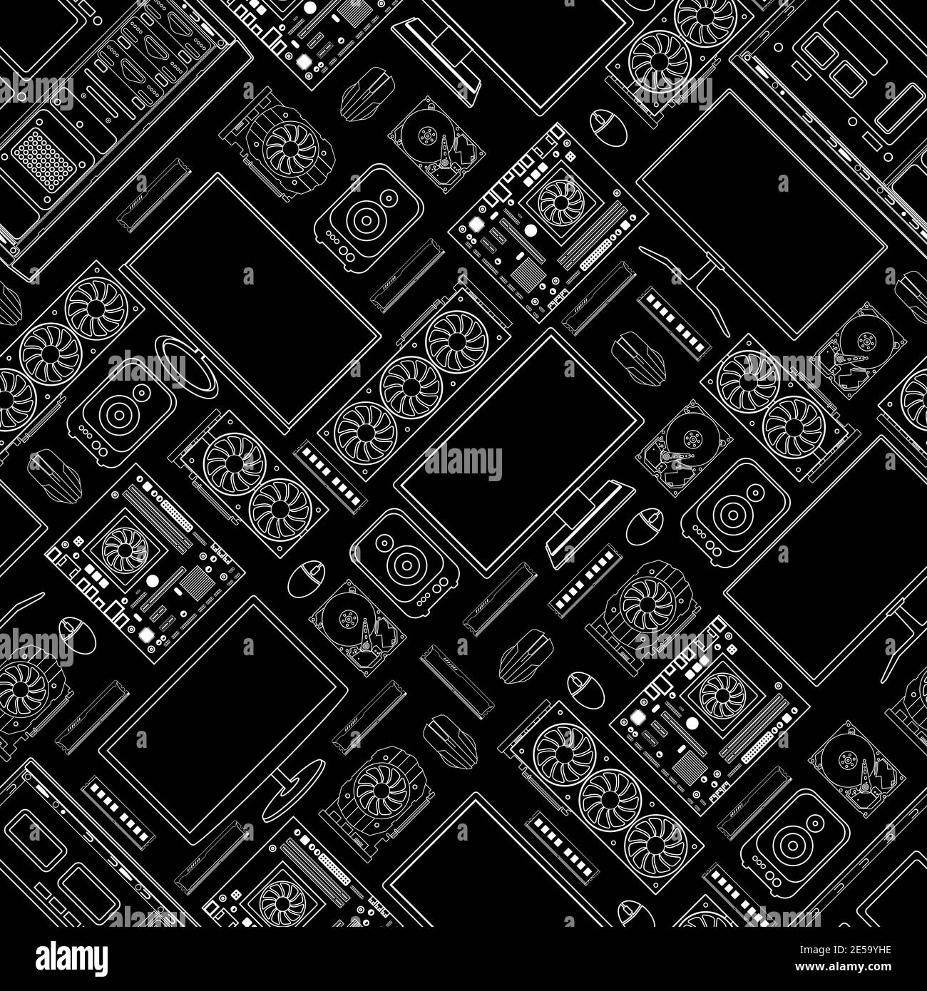 Gadgets and devices pattern collection Set of computer hardware ...