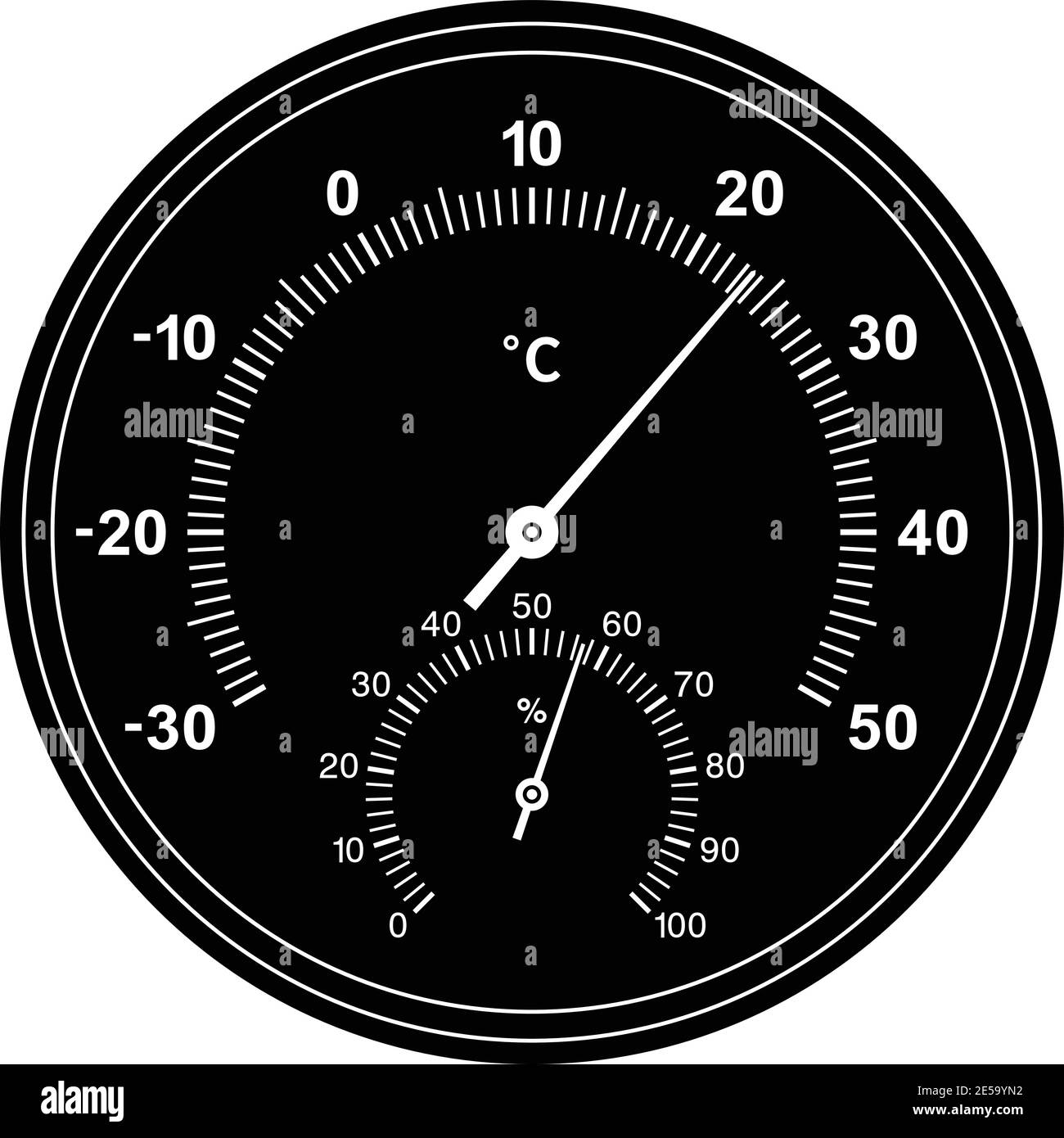 Dial thermometer hygrometer. Measuring tools. Silhouette vector Stock ...