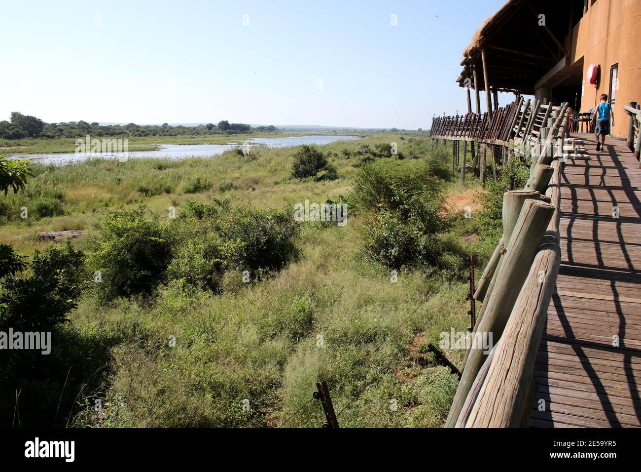 Wooden Walkway (boardwalk) at Lower Sabie Rest Camp in the Kruger ...