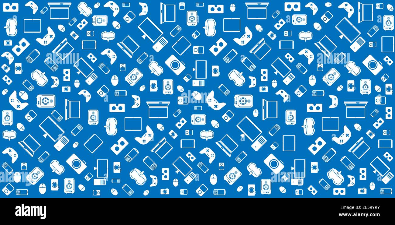 Gadgets and devices pattern collection Set of computer hardware ...