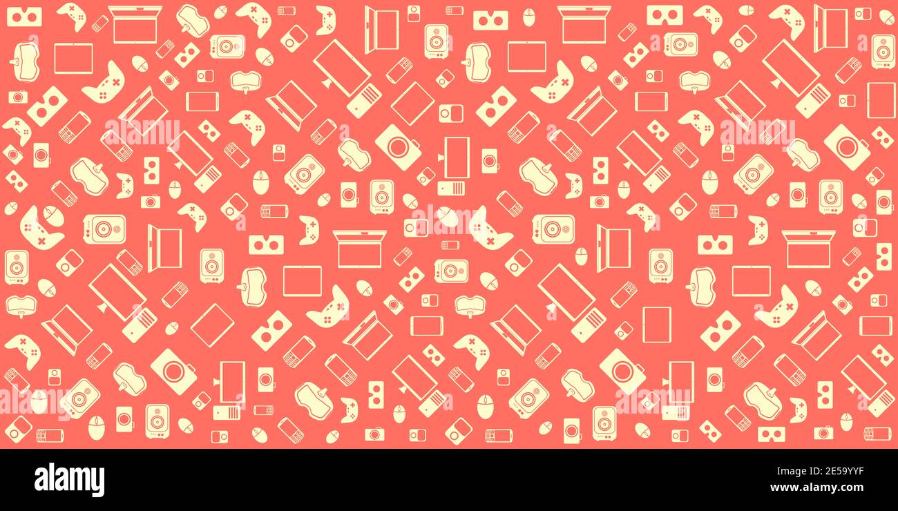 Gadgets and devices pattern collection Set of computer hardware ...