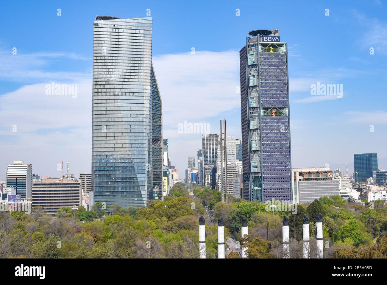MEXICO CITY, MEXICO - May 07, 2020: View of Mexico city tall building ...