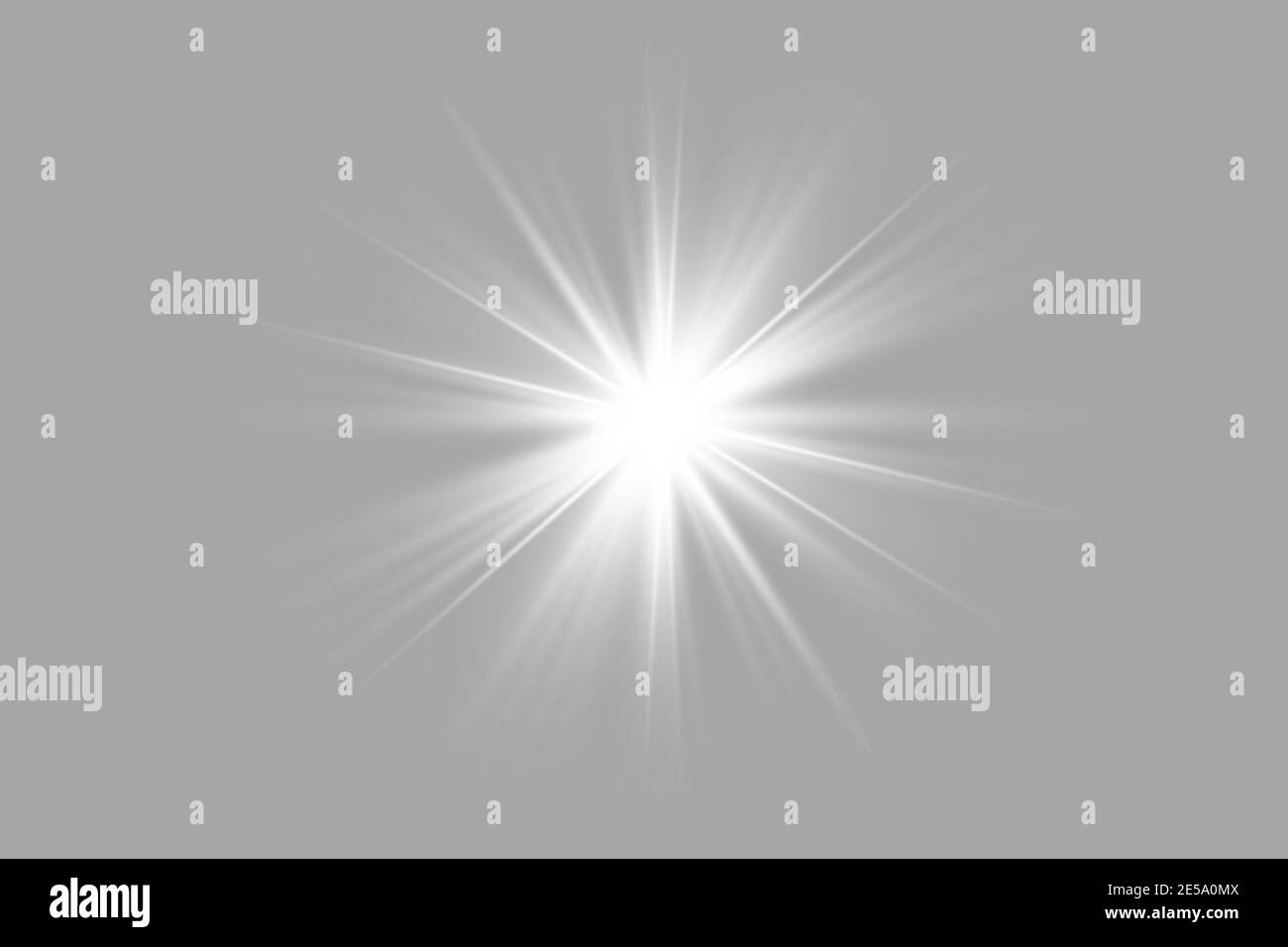 glowing lights effects isolated on gray background. Sun flash with rays ...