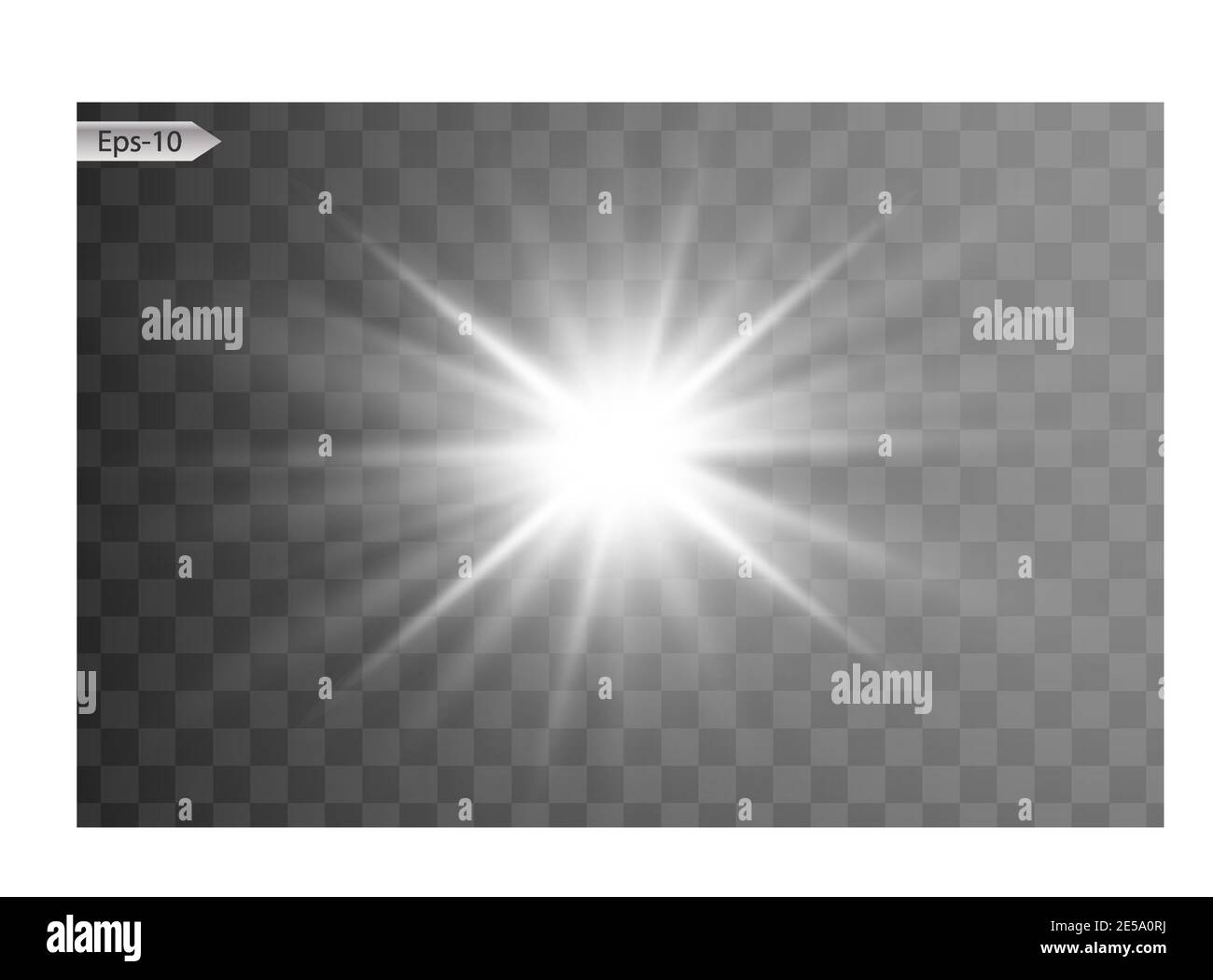glowing lights effects isolated on gray background. Sun flash with rays ...