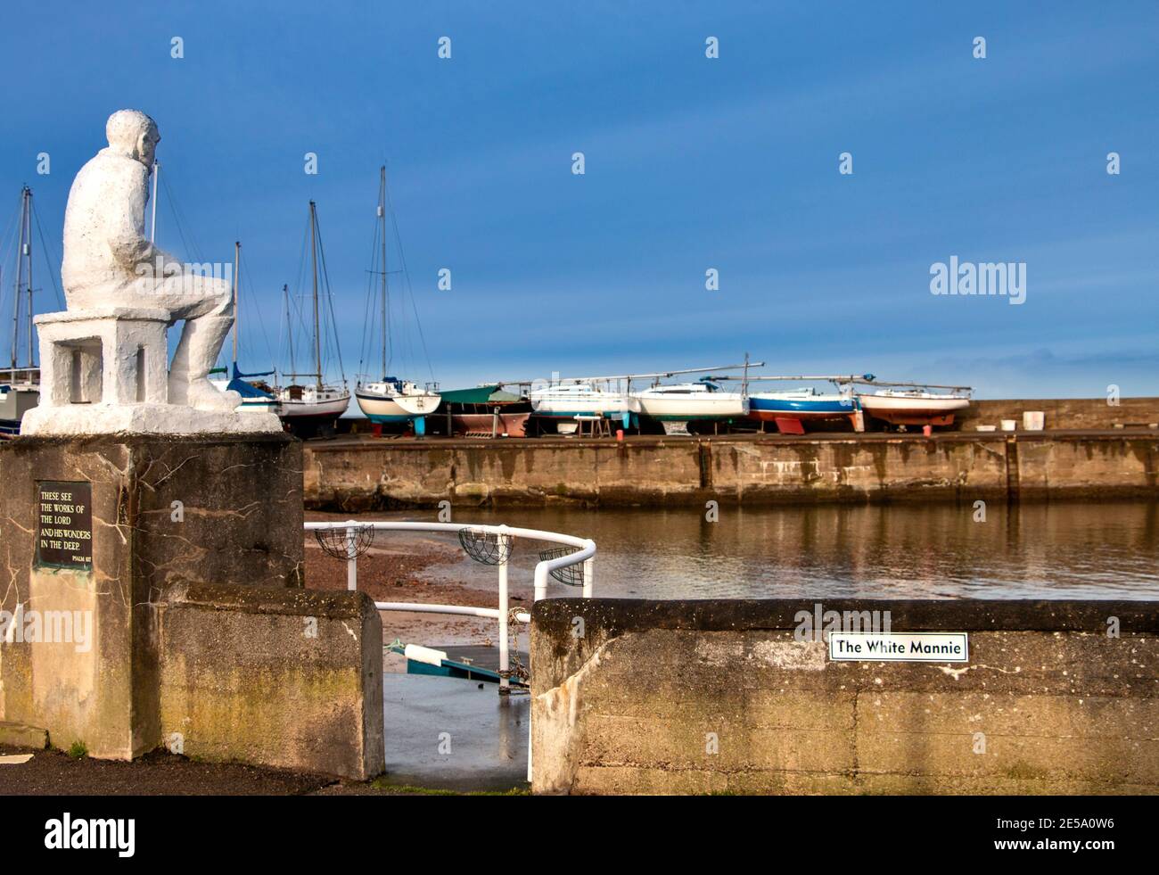 FINDOCHTY MORAY COAST SCOTLAND THE HARBOUR OVERLOOKED BY THE SCULPTURE ...