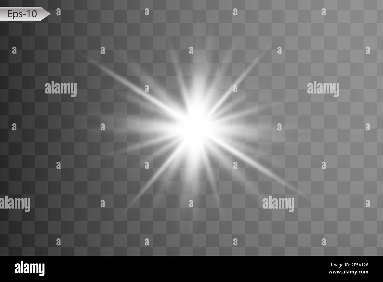 glowing lights effects isolated on gray background. Sun flash with rays ...