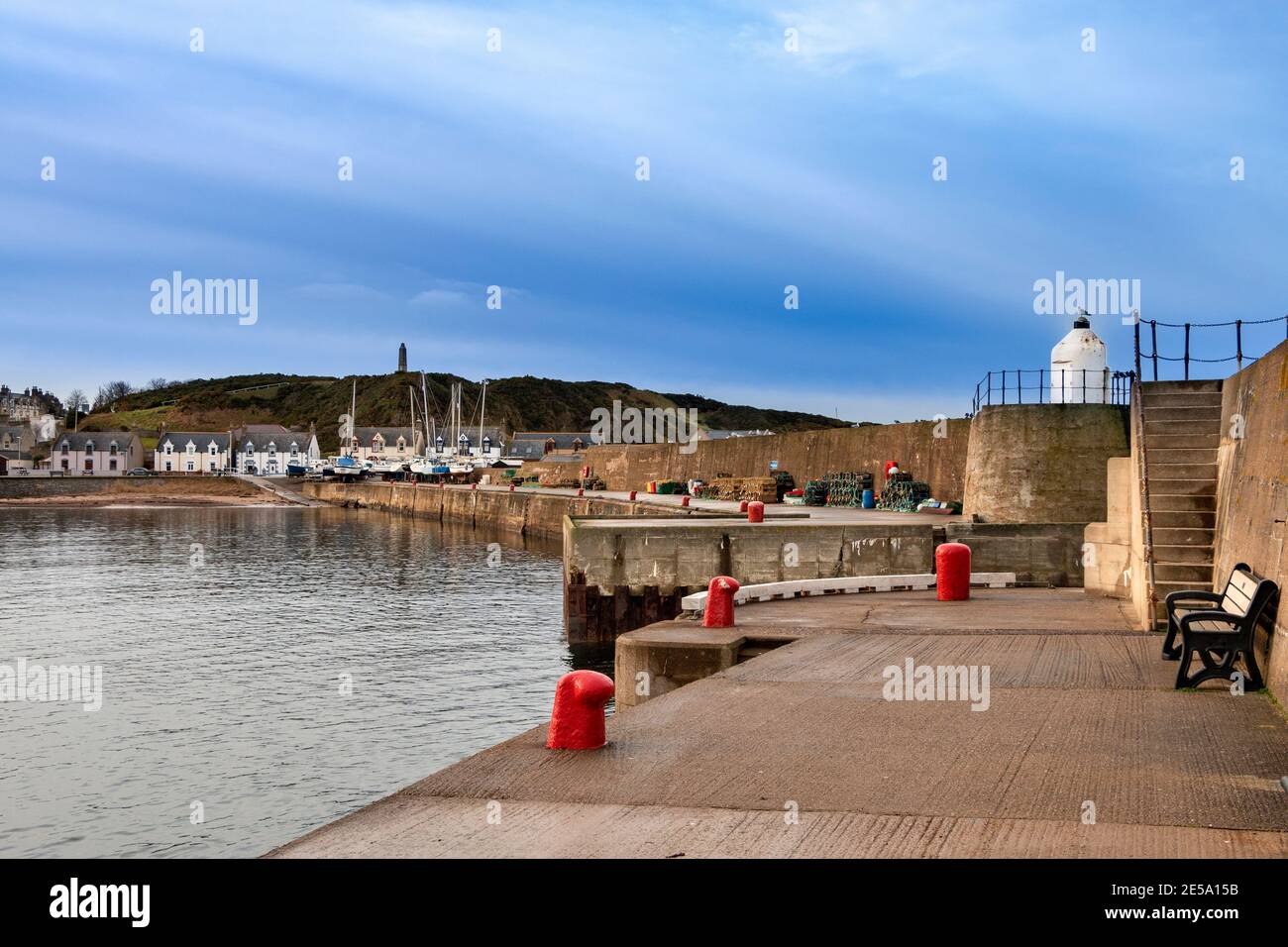 FINDOCHTY MORAY COAST SCOTLAND THE VILLAGE HOUSES THE HARBOUR WALL ...