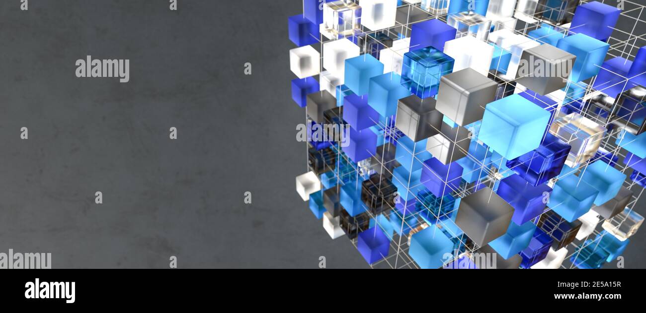 Data Warehouse concept. A cube of connected data in perspective ...