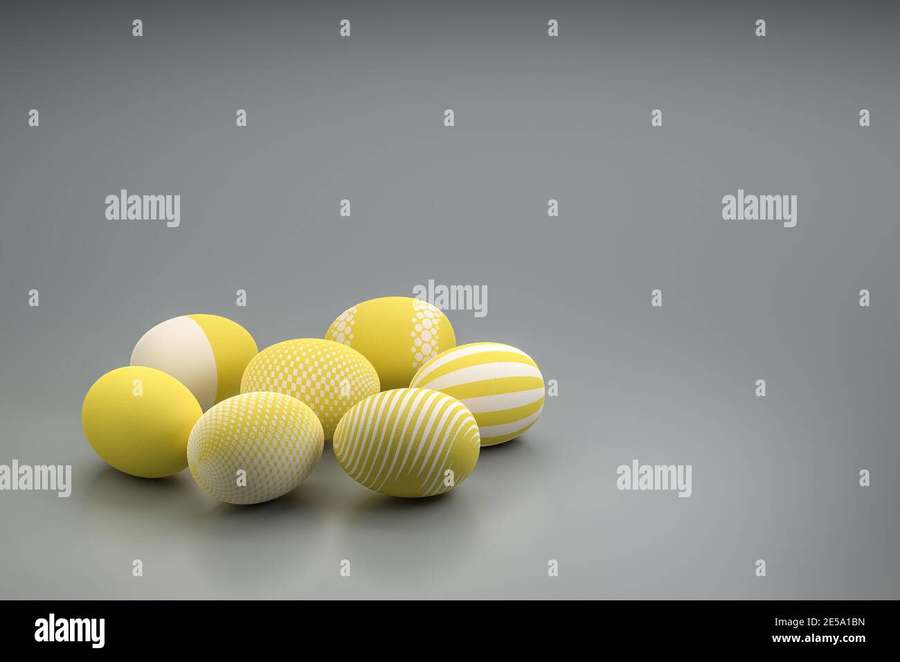 Easter Eggs with different textures in illuminated yellow color of the ...