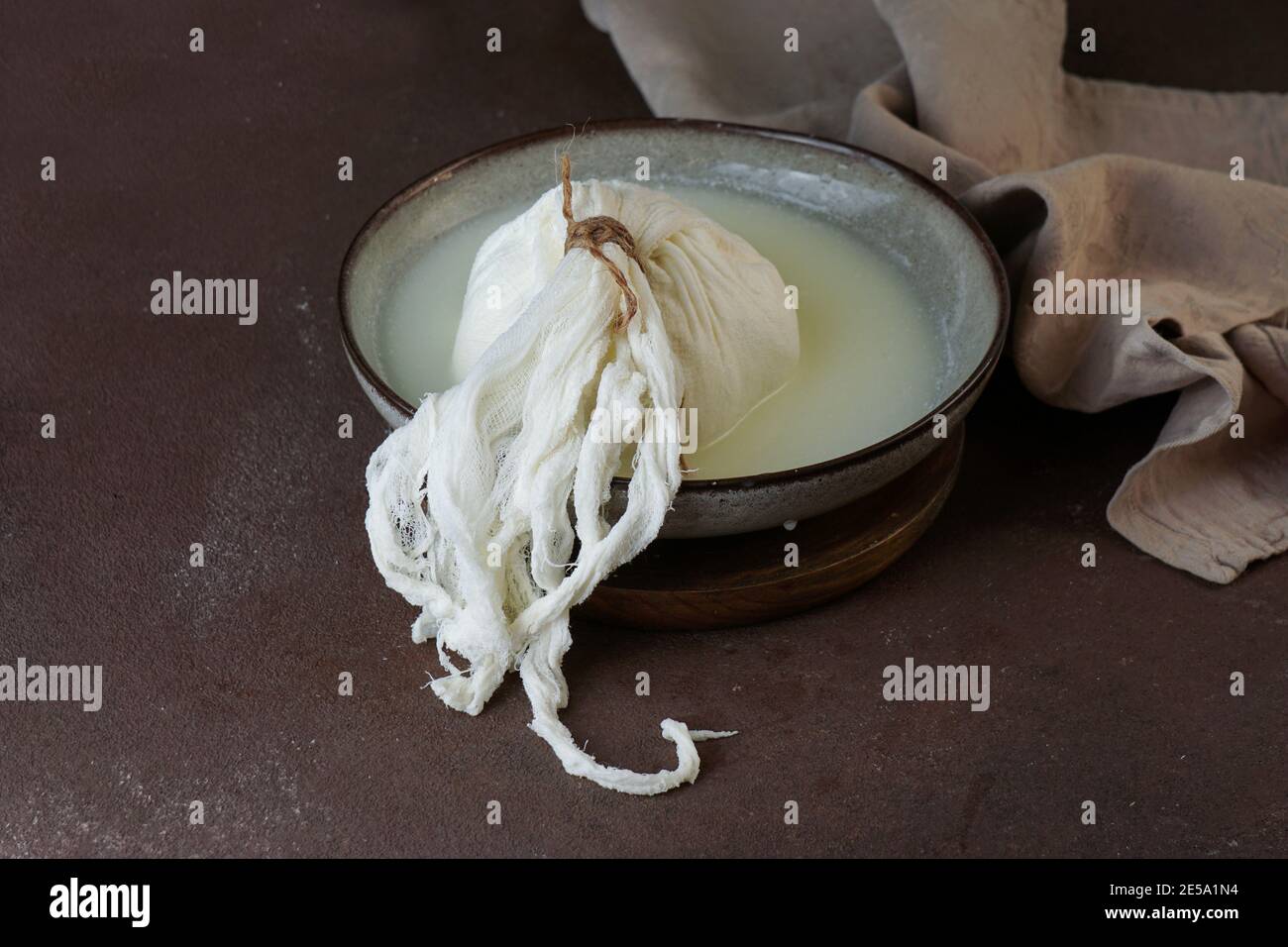 cottage cheese homemade preparation, traditional process of tvorog ...