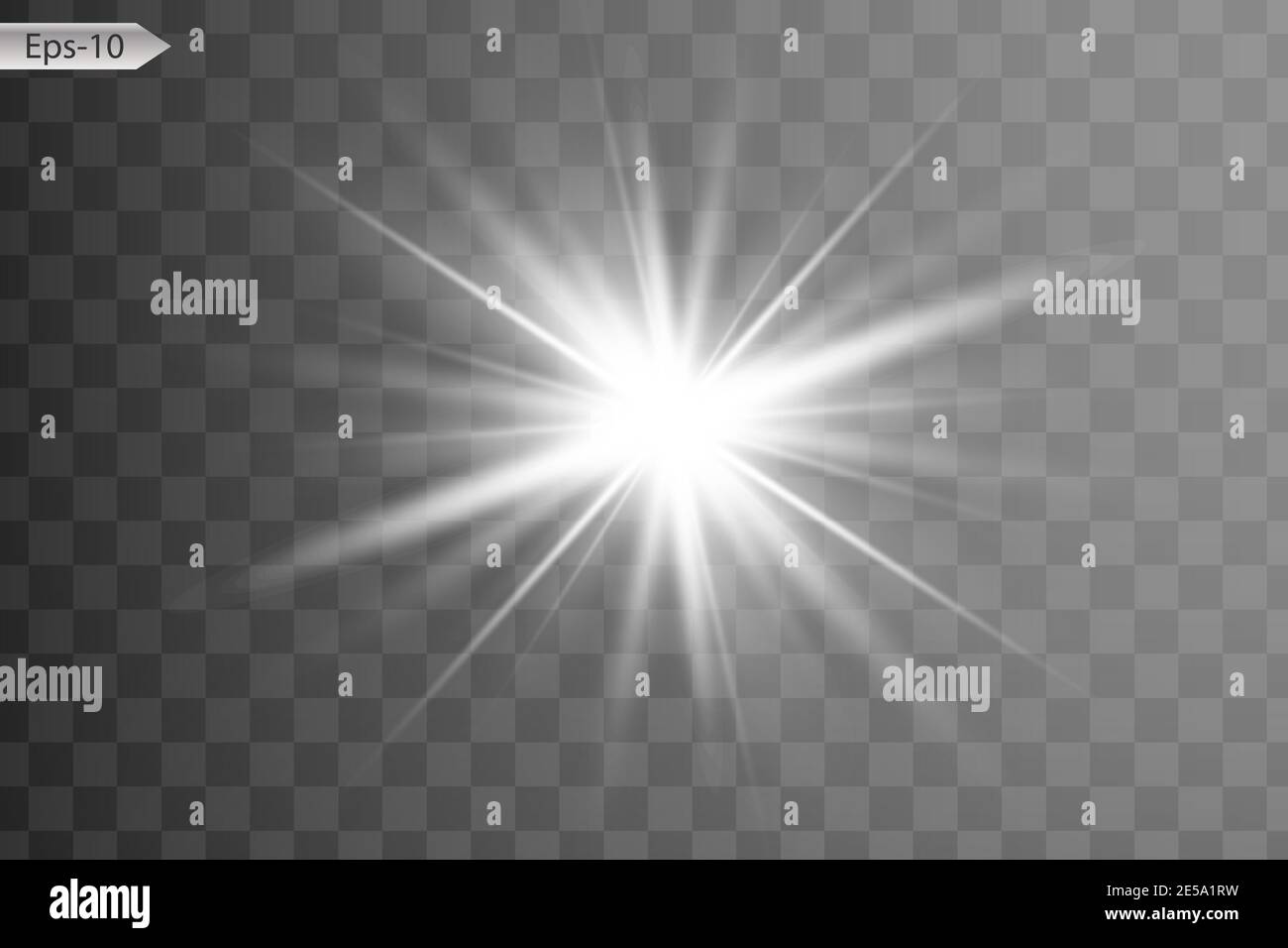 glowing lights effects isolated on gray background. Sun flash with rays ...