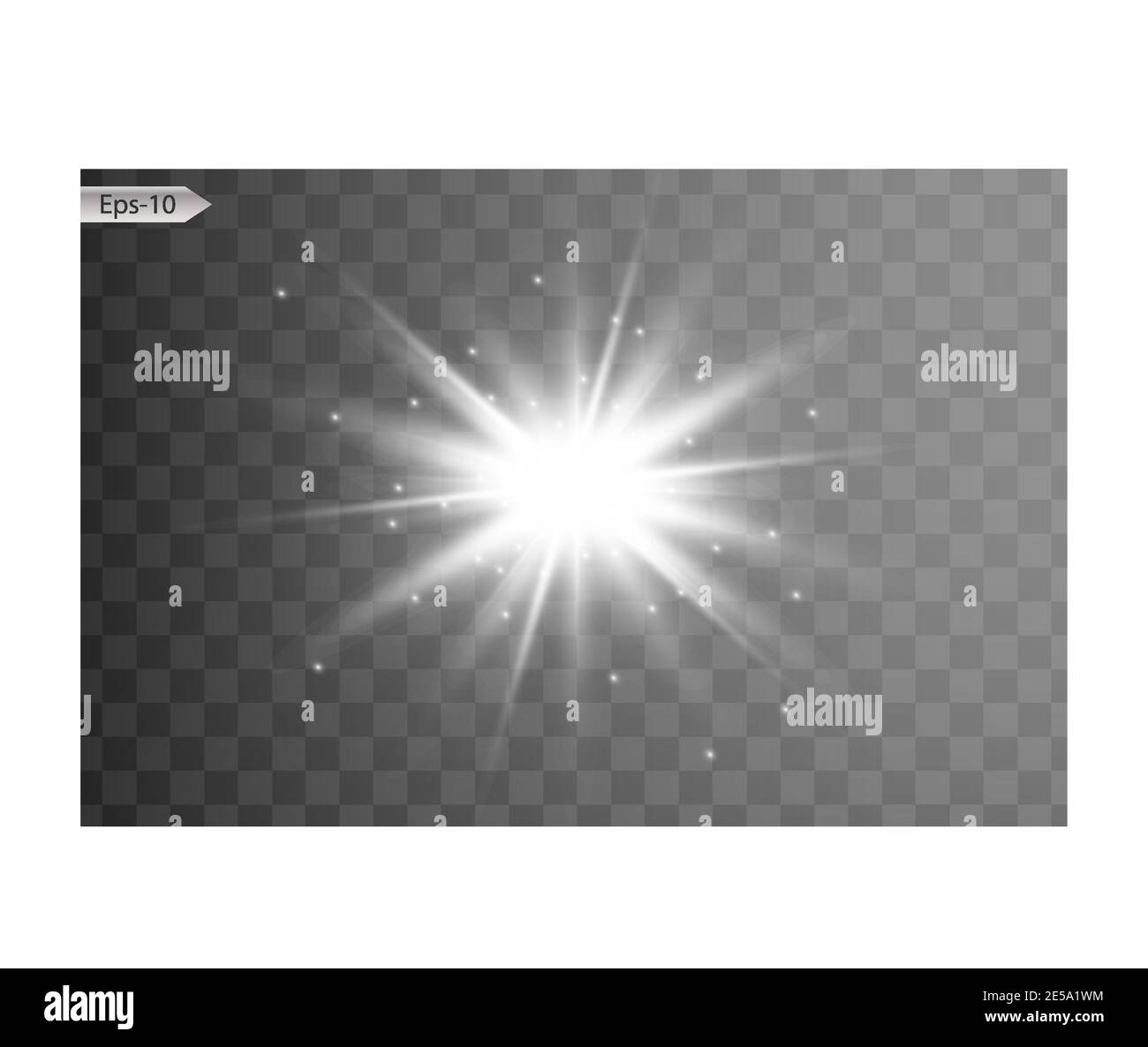 glowing lights effects isolated on gray background. Sun flash with rays ...