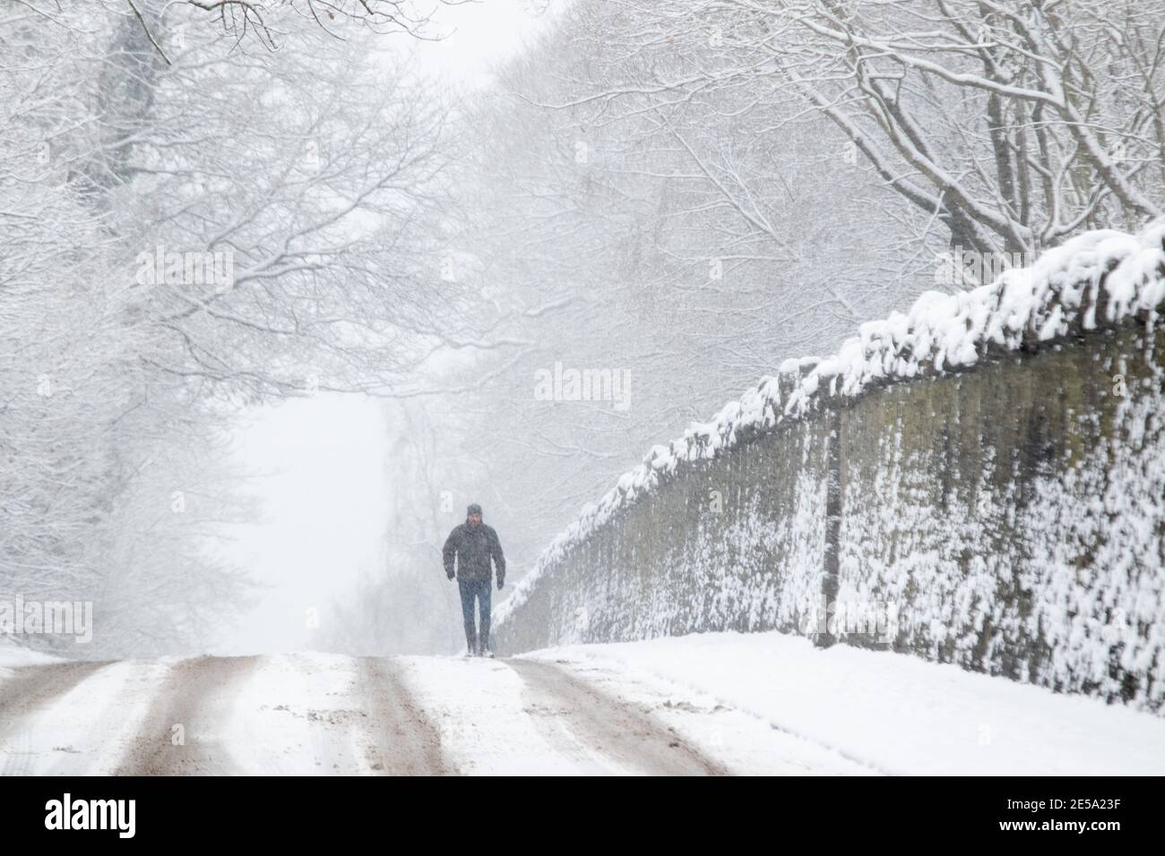 Walking alongside the road in snow hi-res stock photography and images ...