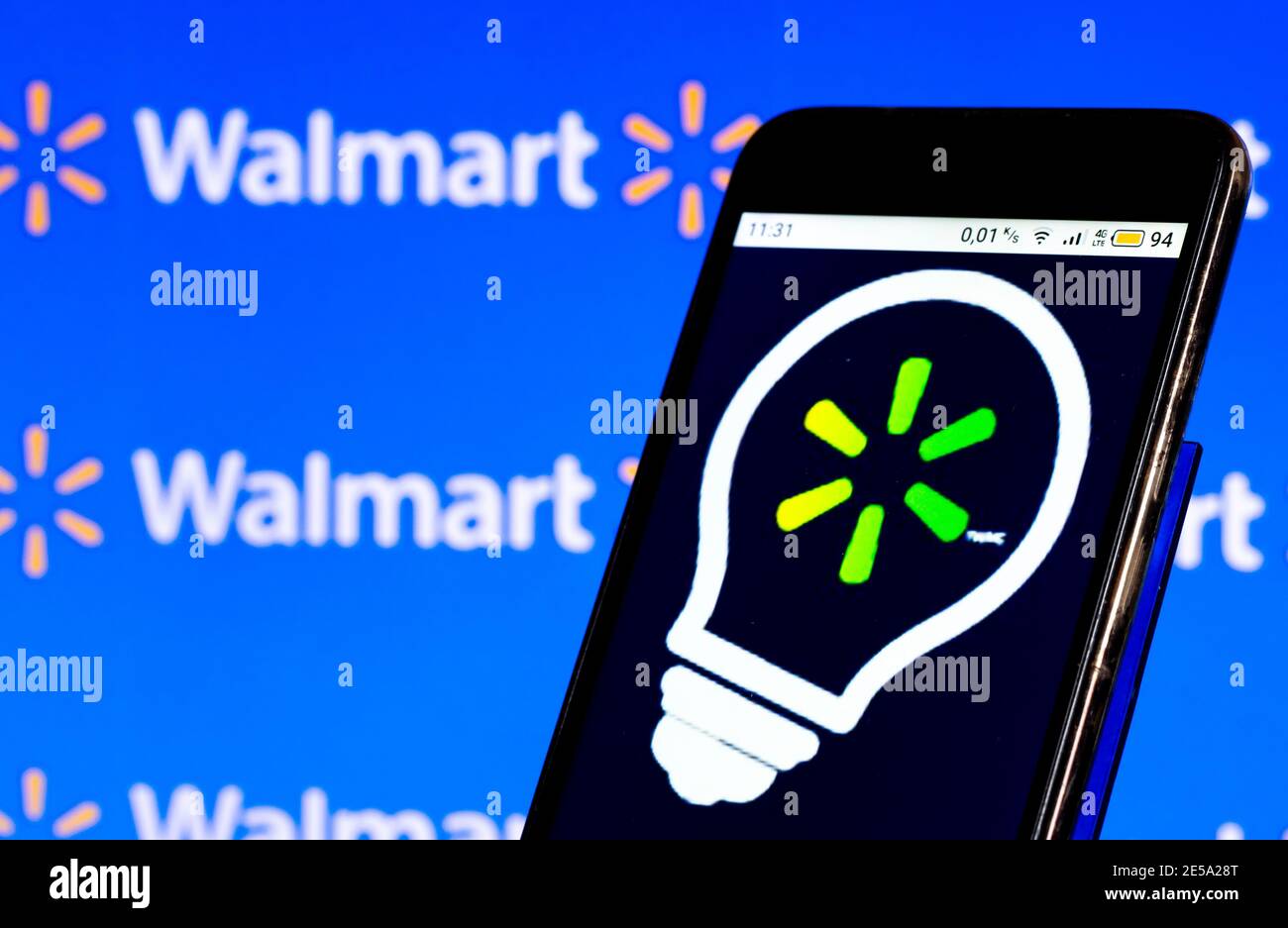 In this photo illustration a Walmart Global Tech logo seen displayed on ...