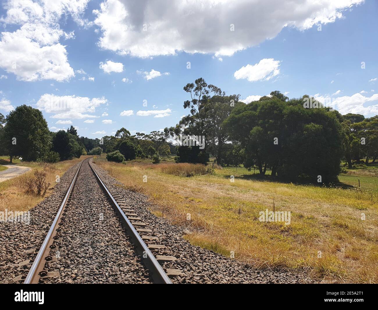 Fantastic shot of a long railroad through the forest in Australia Stock ...
