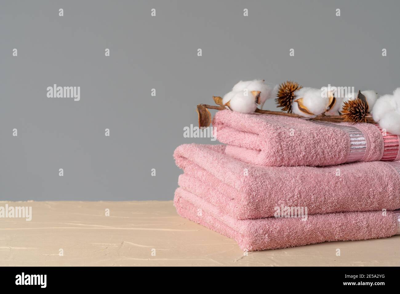 Cotton soft towels front view, copy space Stock Photo - Alamy
