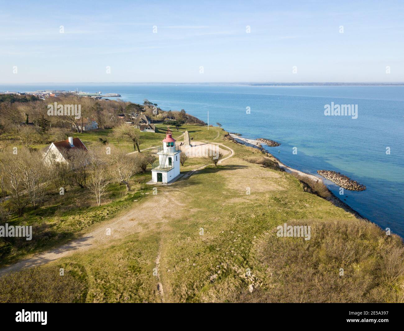 Drone View of Spodsbjerg Lighthouse and Coastline Stock Photo - Alamy