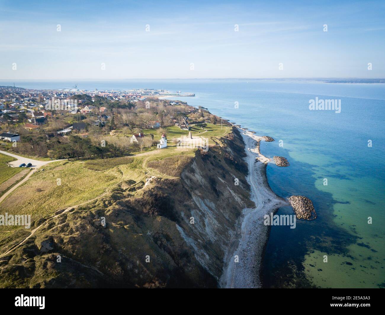 Drone View of Spodsbjerg Lighthouse and Coastline Stock Photo - Alamy